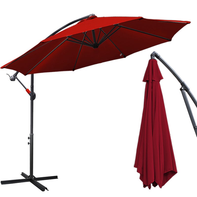 3m Parasol de hydrofuge UV40+ pour jardin extérieur Alu Ronde,rouge ...