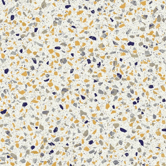 Sol Vinyle Style - Terrazzo granito - Jaune et bleu - Rouleau de 4m x ...