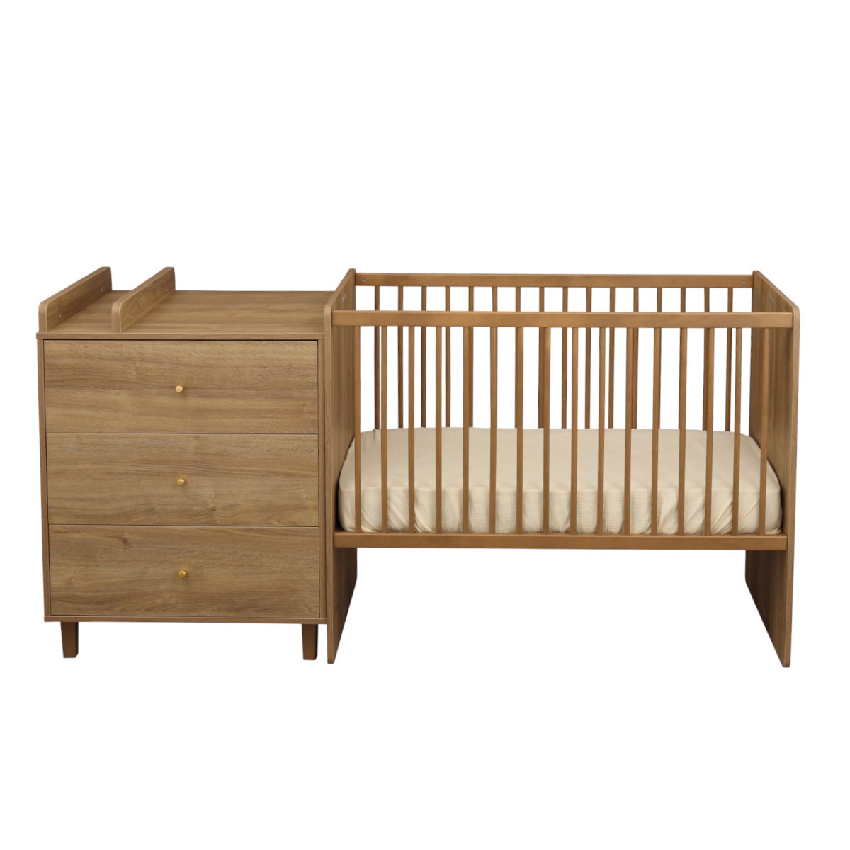 Lit combiné 120x60 évolutif en 90x190 décor bois chêne mokka | Leroy Merlin