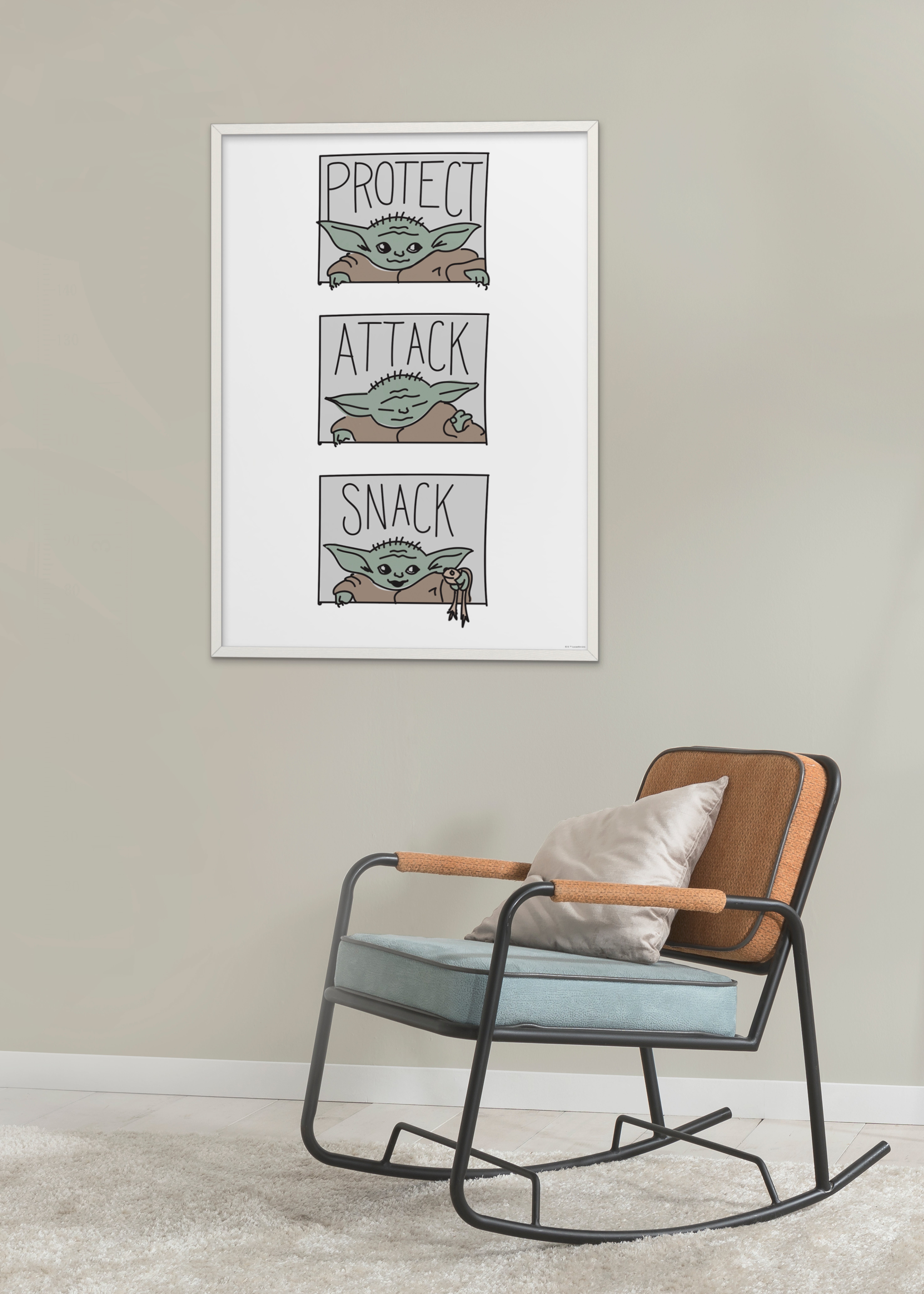 Poster d'art de Komar - Star Wars Mandalorian The Child Protect Attack ...