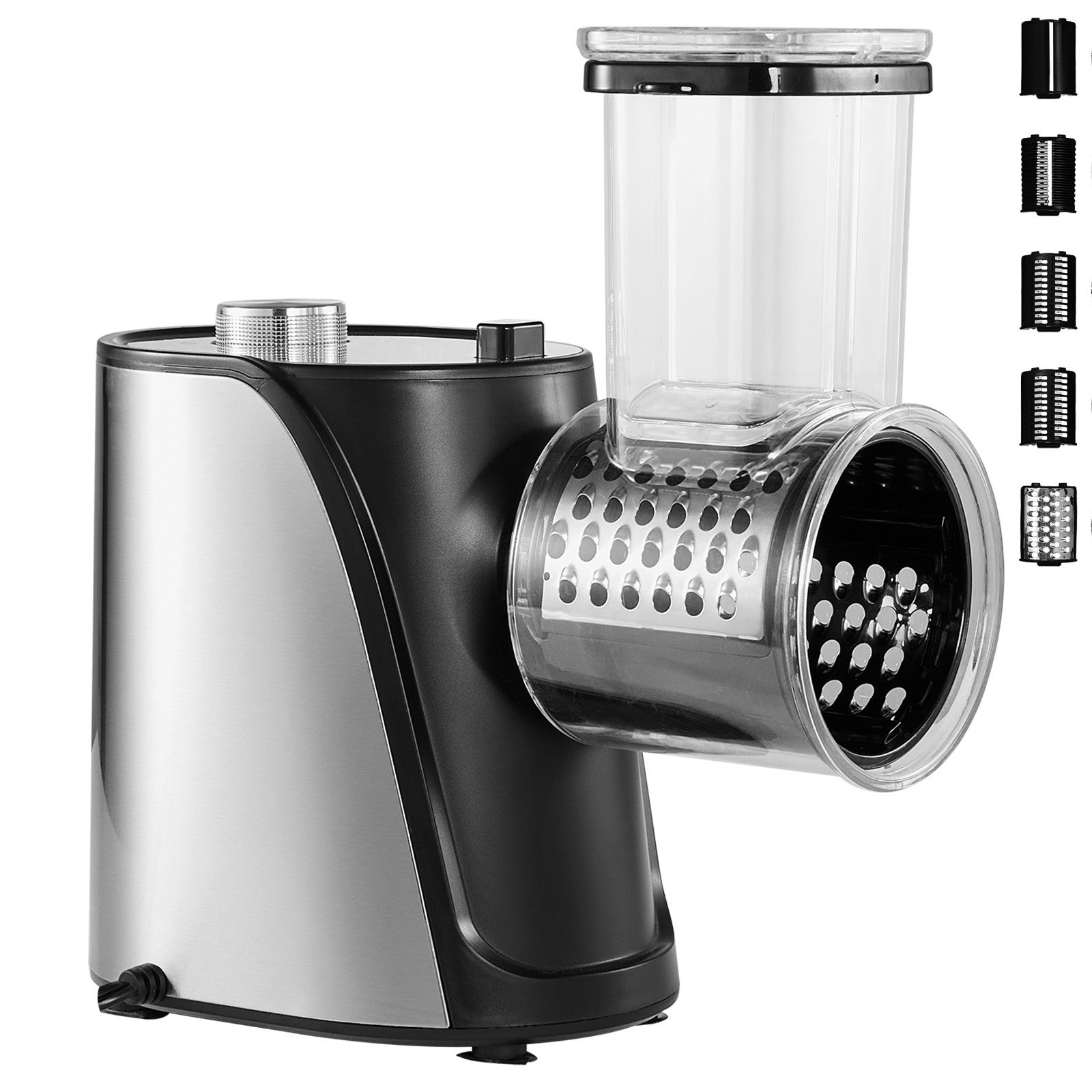 Râpe à fromage SucceBuy électrique et machine à salade 250 W, coupe-aliments inox avec 5 ...