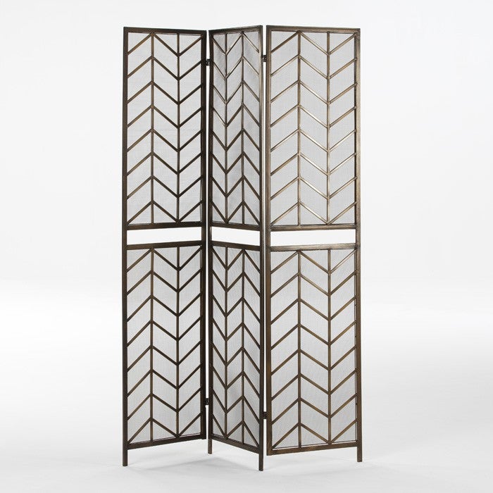 Biombo metálico dorado de 3 hojas | Leroy Merlin