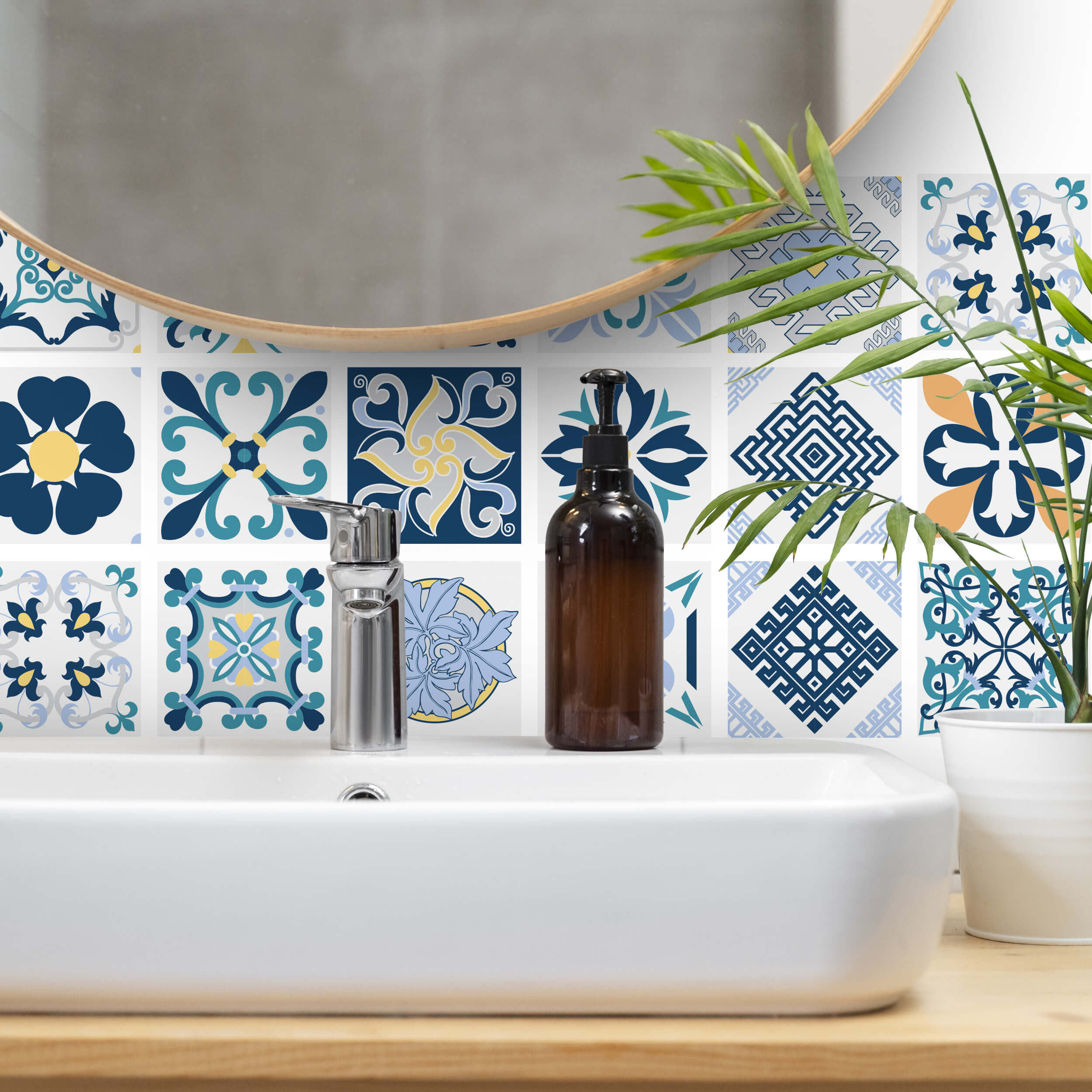 Stickers carrelage carreaux de ciment 10X10cm -Kit de 60 | Leroy Merlin