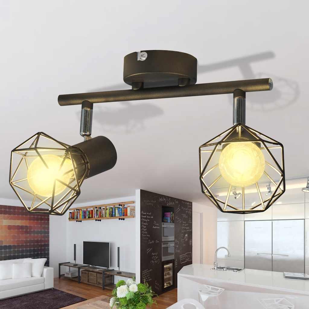 Foco con 2 bombillas de filamento LED estilo industrial negro CFW49959 ...