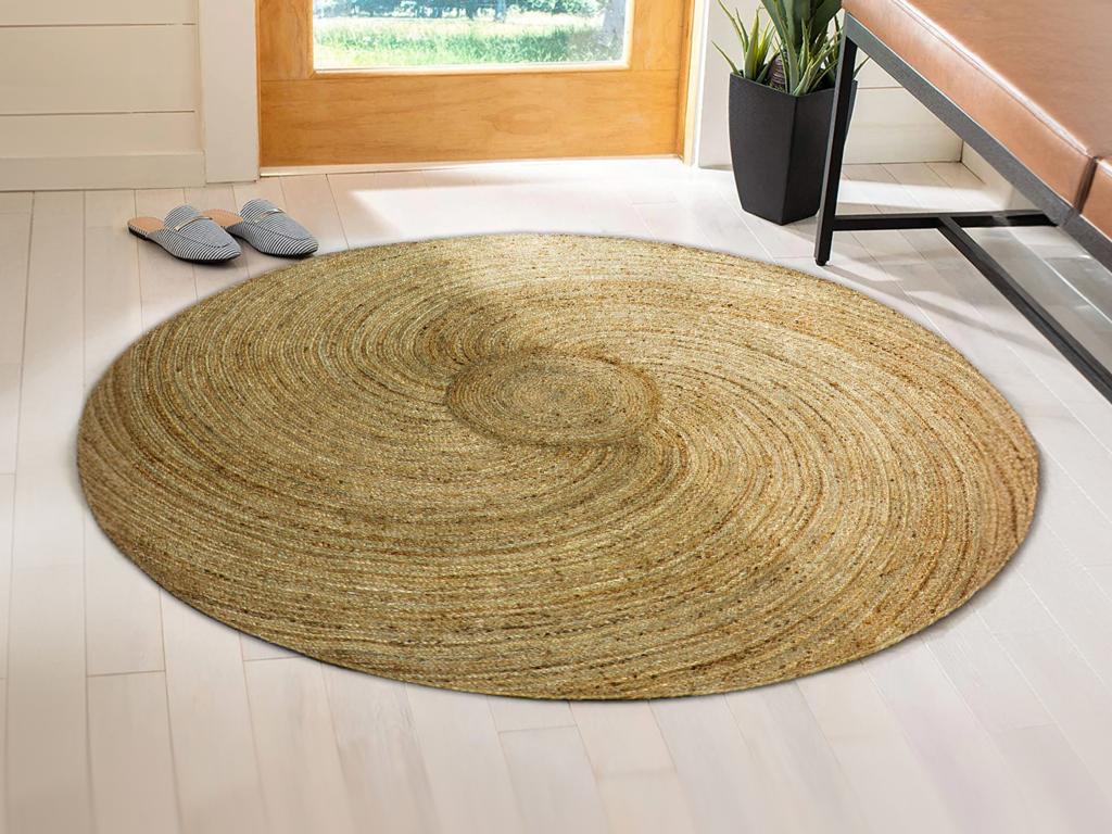 Tapis rond 100% jute - Tressage spirale - D. 150 cm - Naturel - KESIA ...