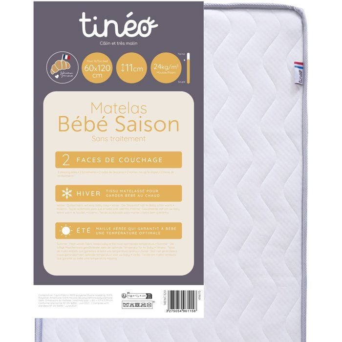 Colchón para bebé de todas las estaciones TINEO - 60 x 120 cm - 11 cm ...