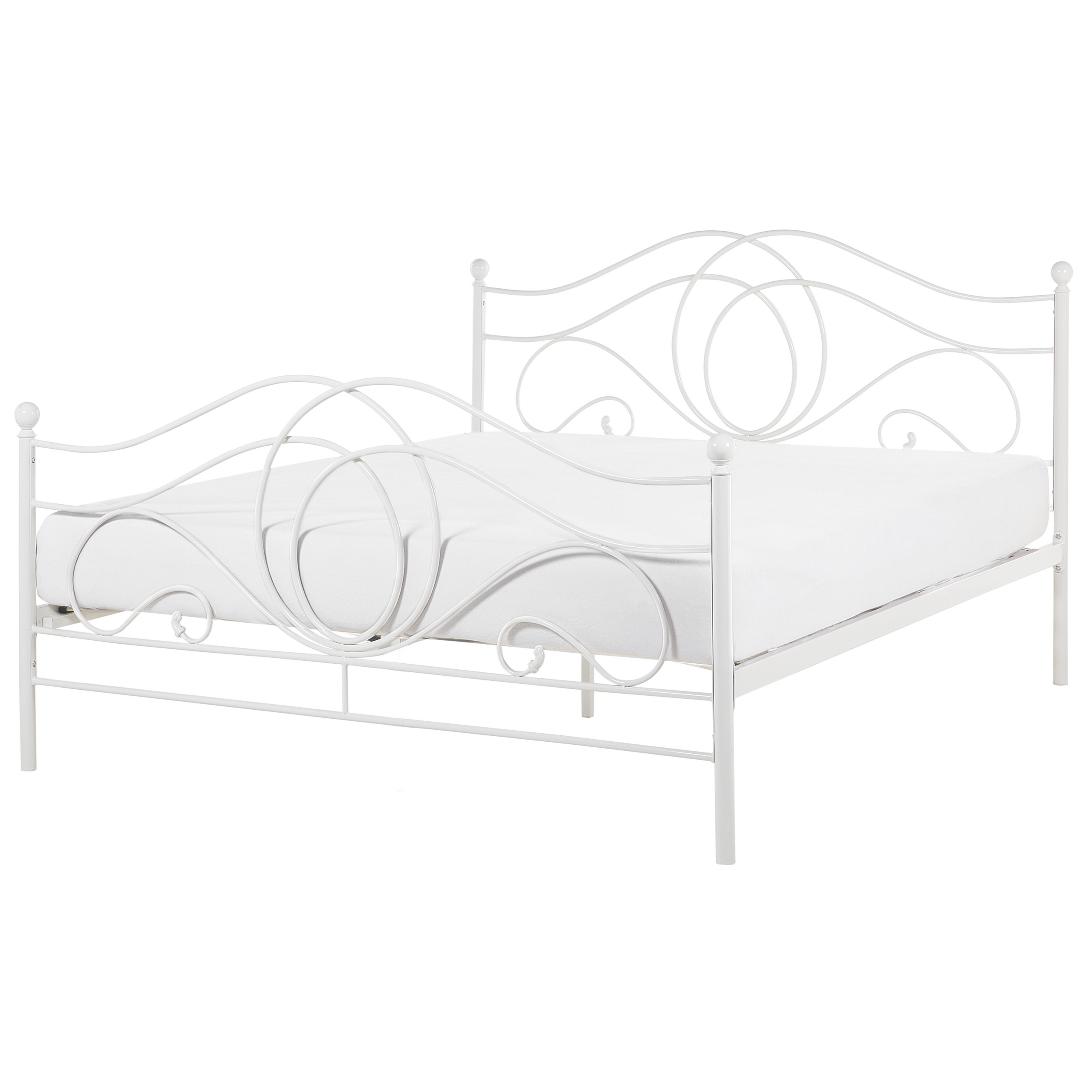 Lit avec sommier Métal LYRA 140 x 200 cm Blanc | Leroy Merlin