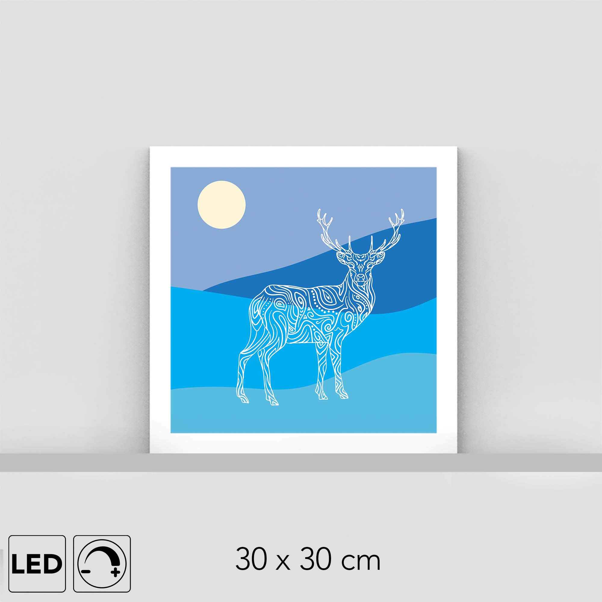 Lampe Cerf blanc - Cadre LED - 30x30 cm - LUMENINSIDE - Fabriqué en ...