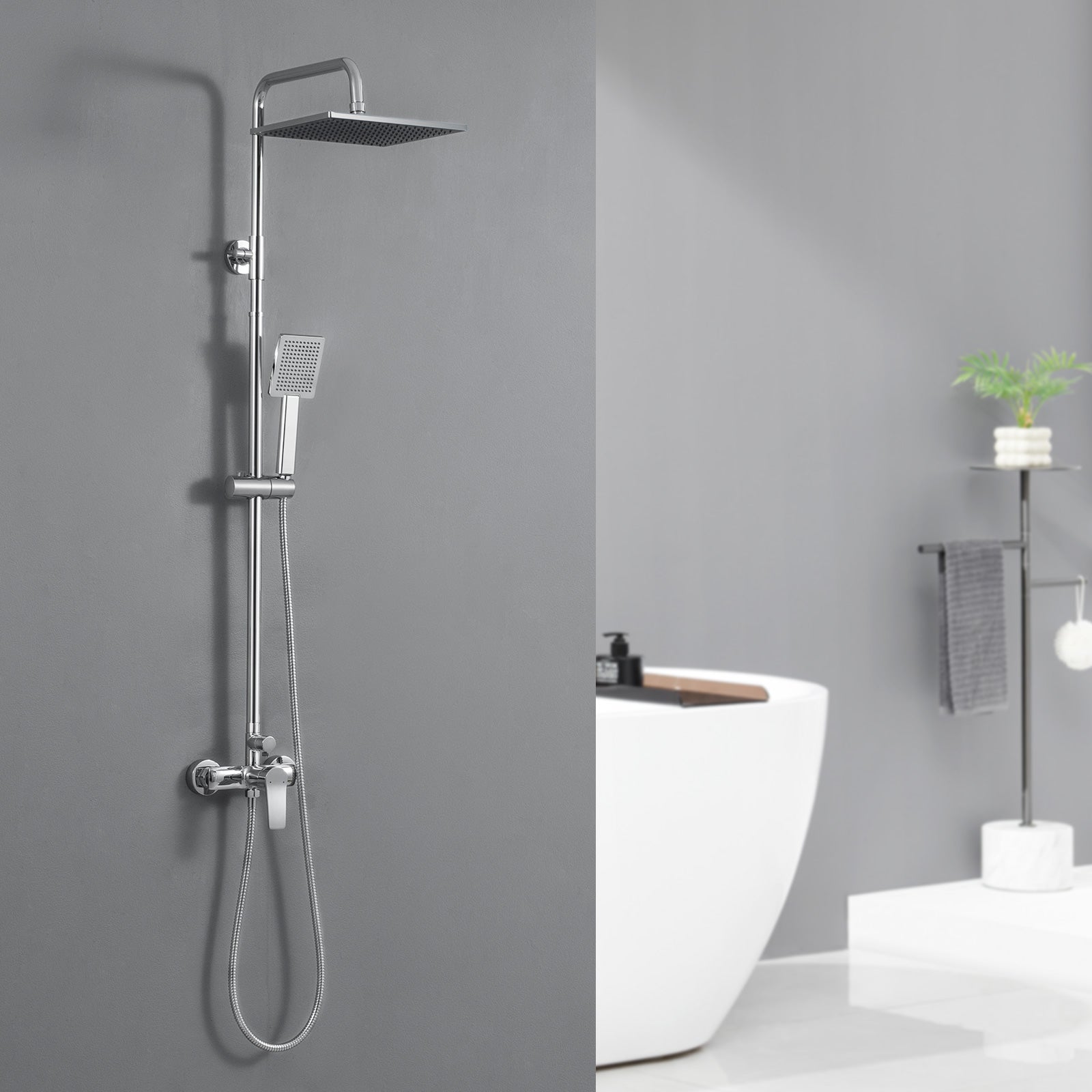 Columna Ducha Cromada con Mezclador Altura Ajustable entre 93-130cm ...
