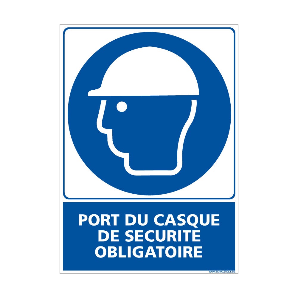 Panneau d'obligation Port du casque de sécurité obligatoire 150 x 210 ...