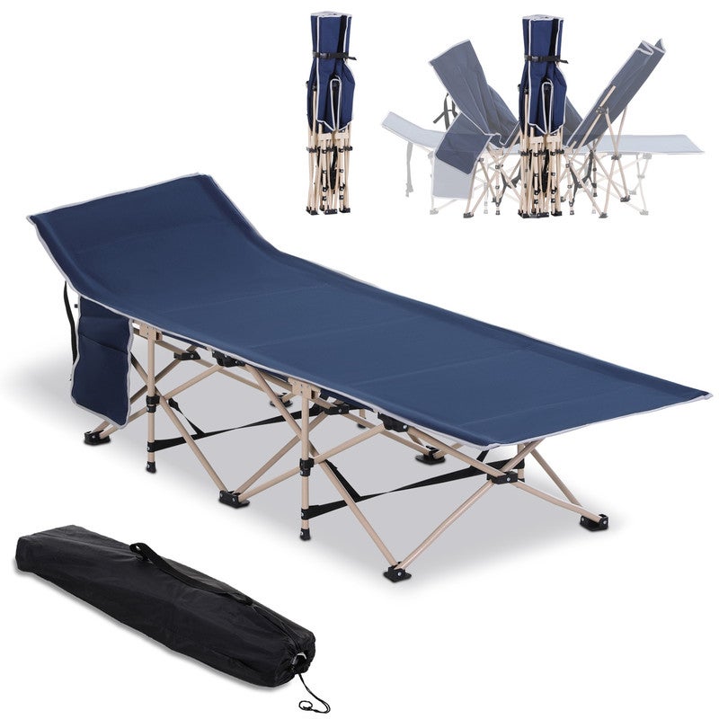 Lit de camping pliable avec sac de rangement, en acier et tissu Oxford ...