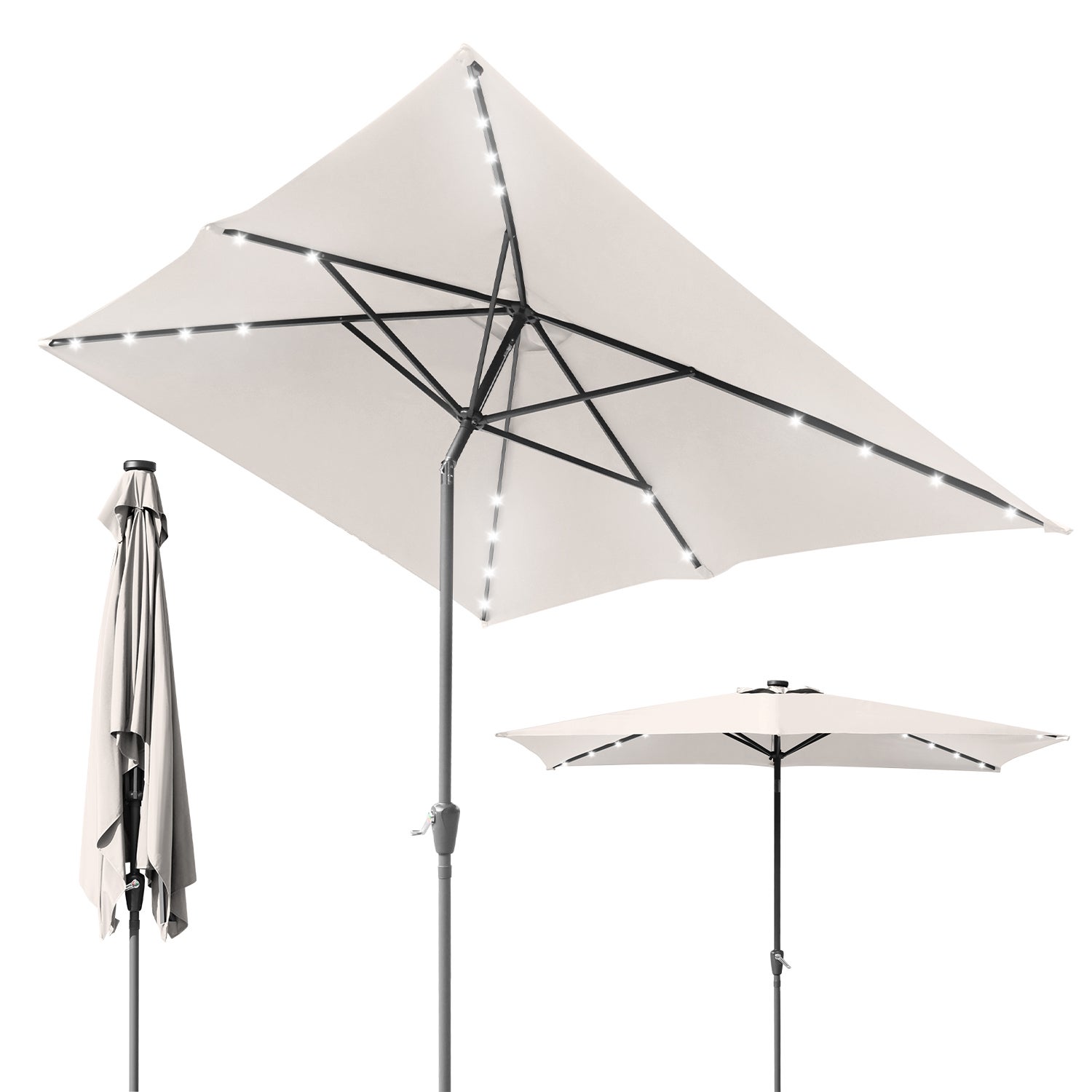 Sombrilla solar LED recta playa UV30+ exterior, para camping Jardín ...