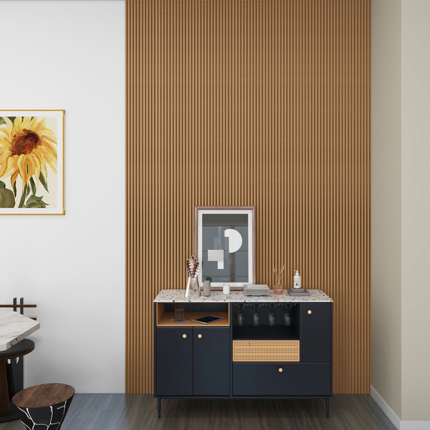 Panneau revêtement mural 270x12.2x1.2 cm à lames effet bois polystyrène ...