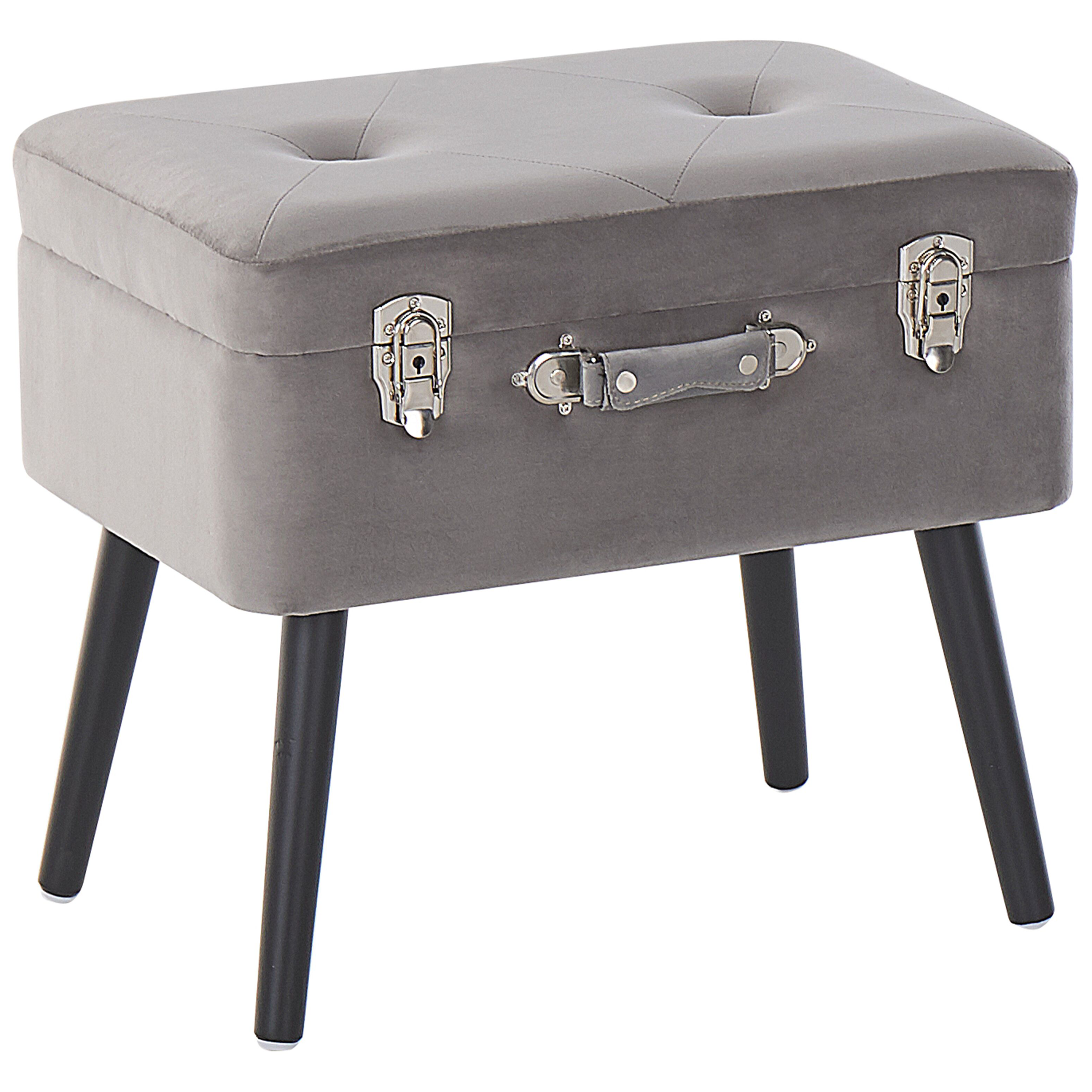 Tabouret de rangement MALLARD Velours Gris | Leroy Merlin