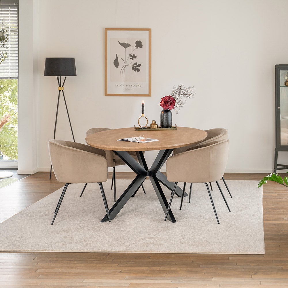 Groupe de repas ovale HOME DELUXE AVENTIS avec piétement étoile - 200 x ...