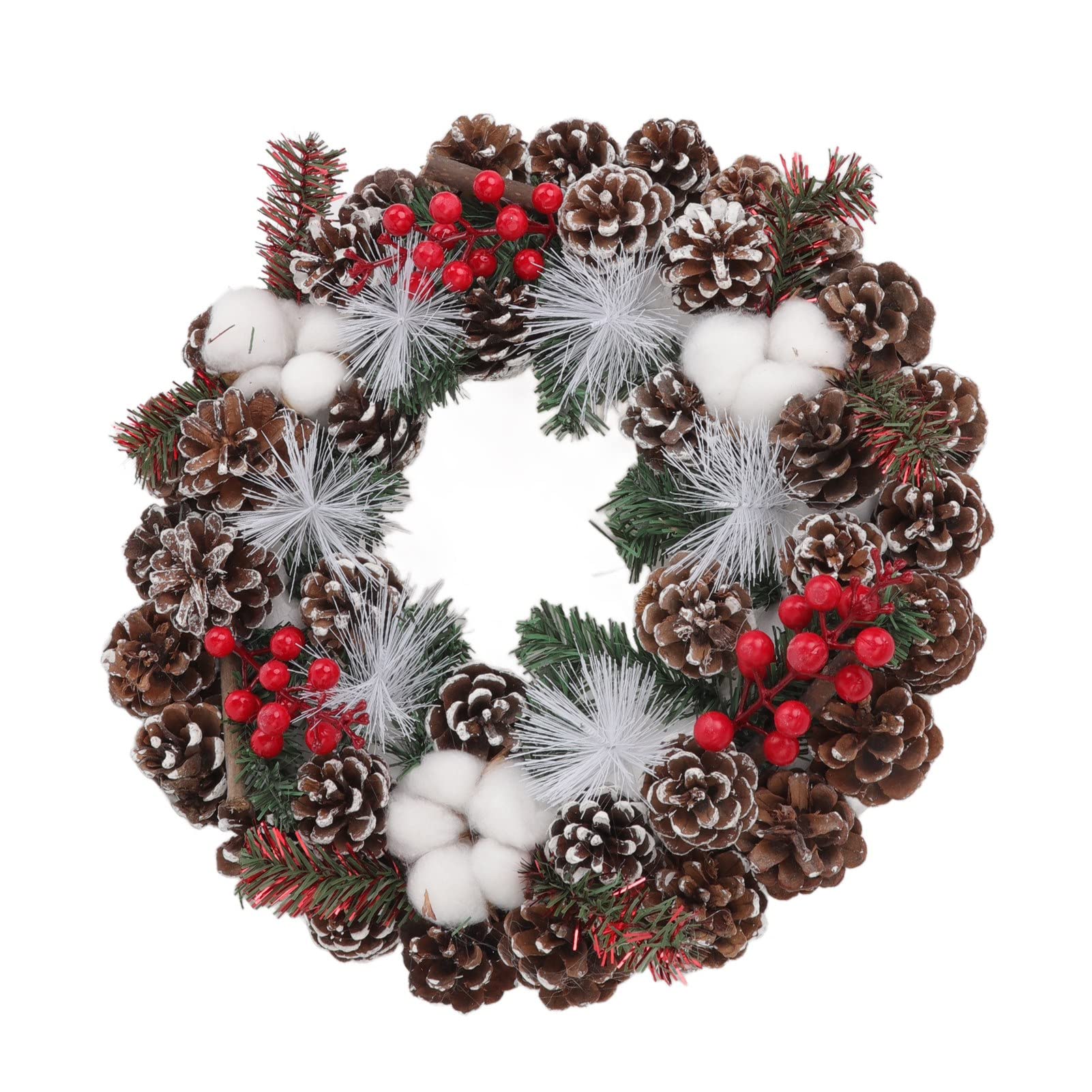 Couronne de Noël Couronne de Noël artificielle de 13,7 pouces décorée de pommes de pin et de ...