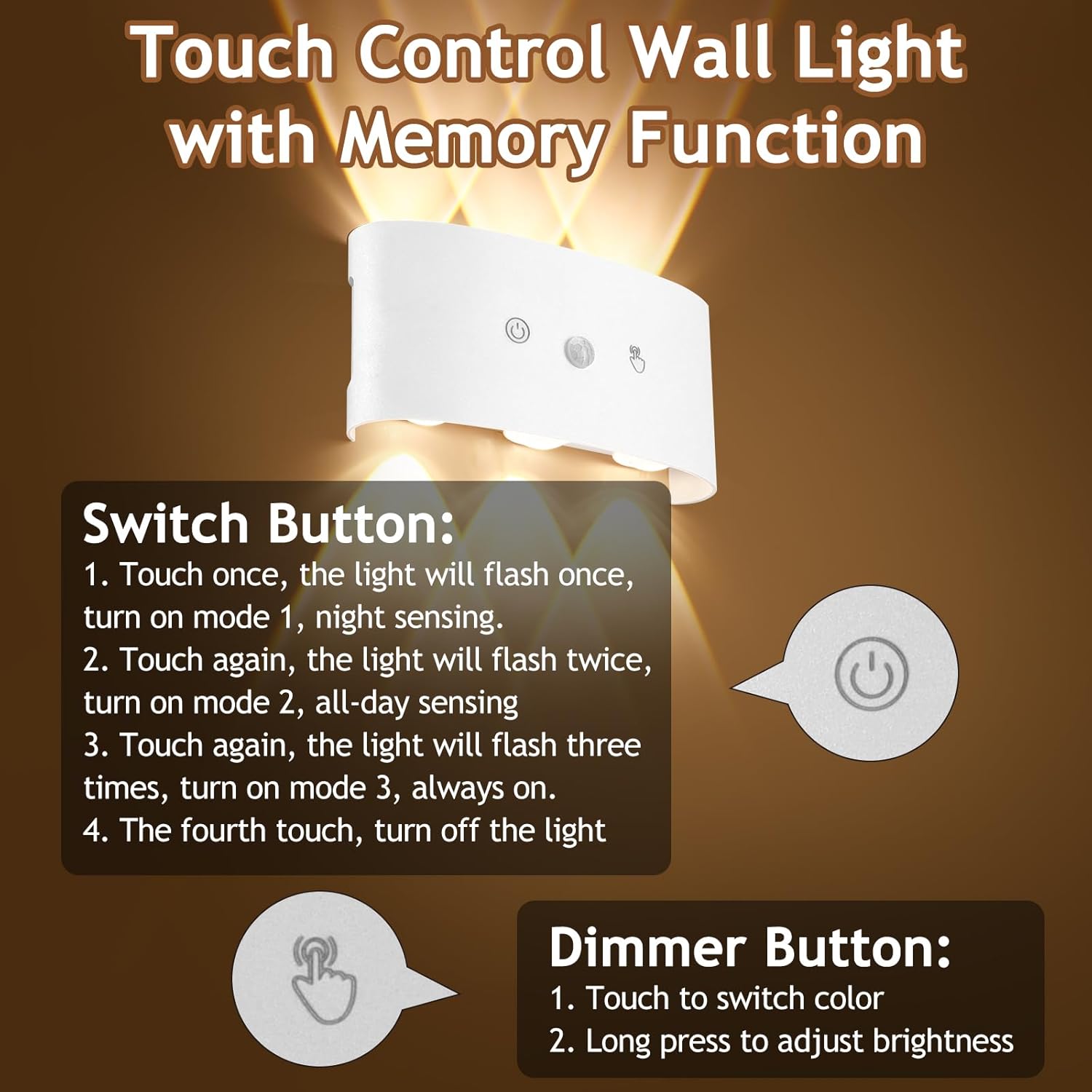 MOORLE Aplique de pared LED de 6 W, sensor de movimiento, iluminación ...
