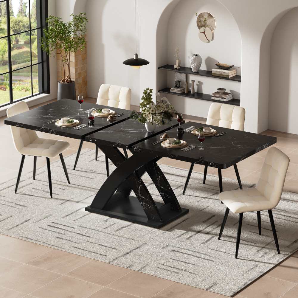 Table à manger extensible noire 120–160 cm – Table de cuisine moderne 6 ...