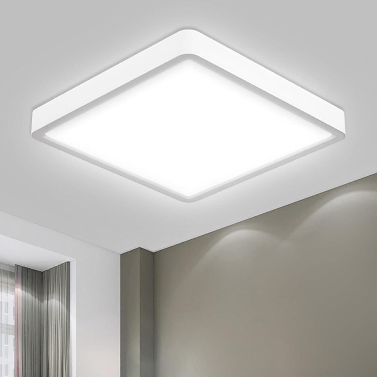 Plafonnier LED, IP44 Lampe de salle de bain étanche carrée plate 32W ...