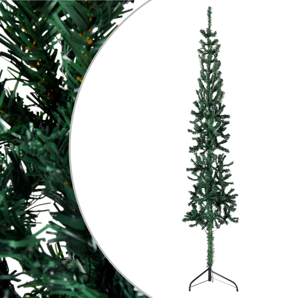 Demi sapin de No?l artificiel mince avec support Vert 240 cm | Leroy Merlin