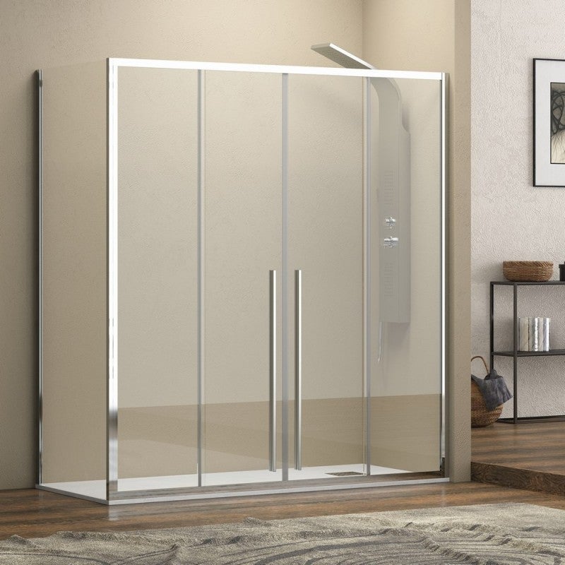 Nicchia doccia 180 cm doppio scorrevole vetro 8mm altezza 200h ...