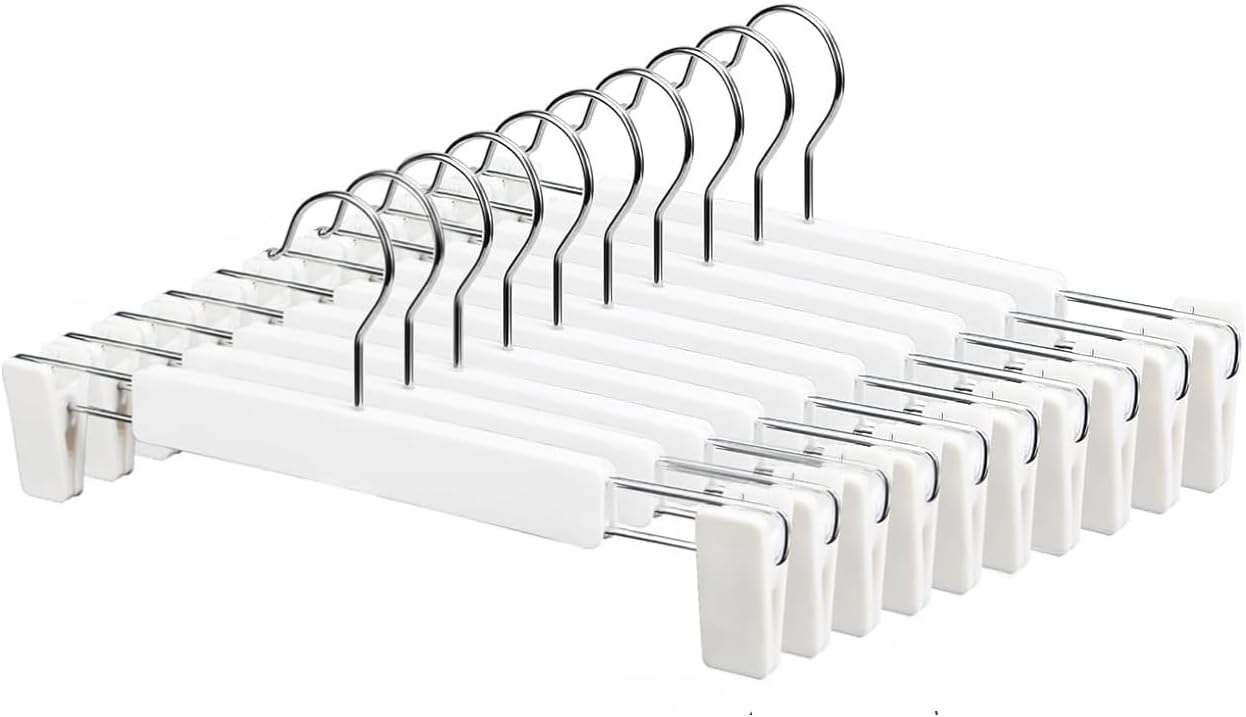 Blanc Lot de 10 Cintres pour Pantalon, Cintres Porte-Jupes, avec 2 ...