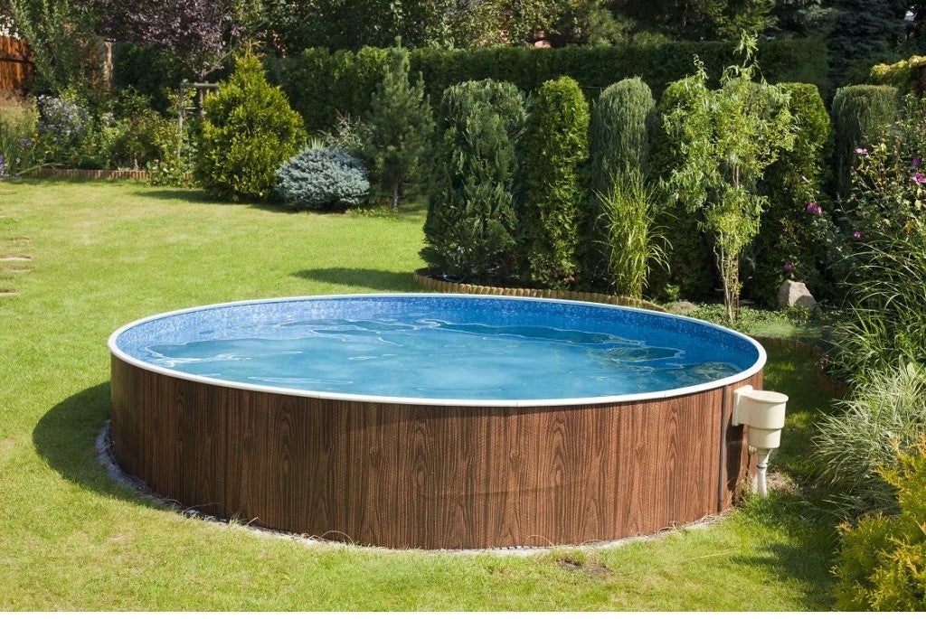 Piscina Azuro redonda elevada 3,6 x 1,2 m Efecto Madera con Liner ...
