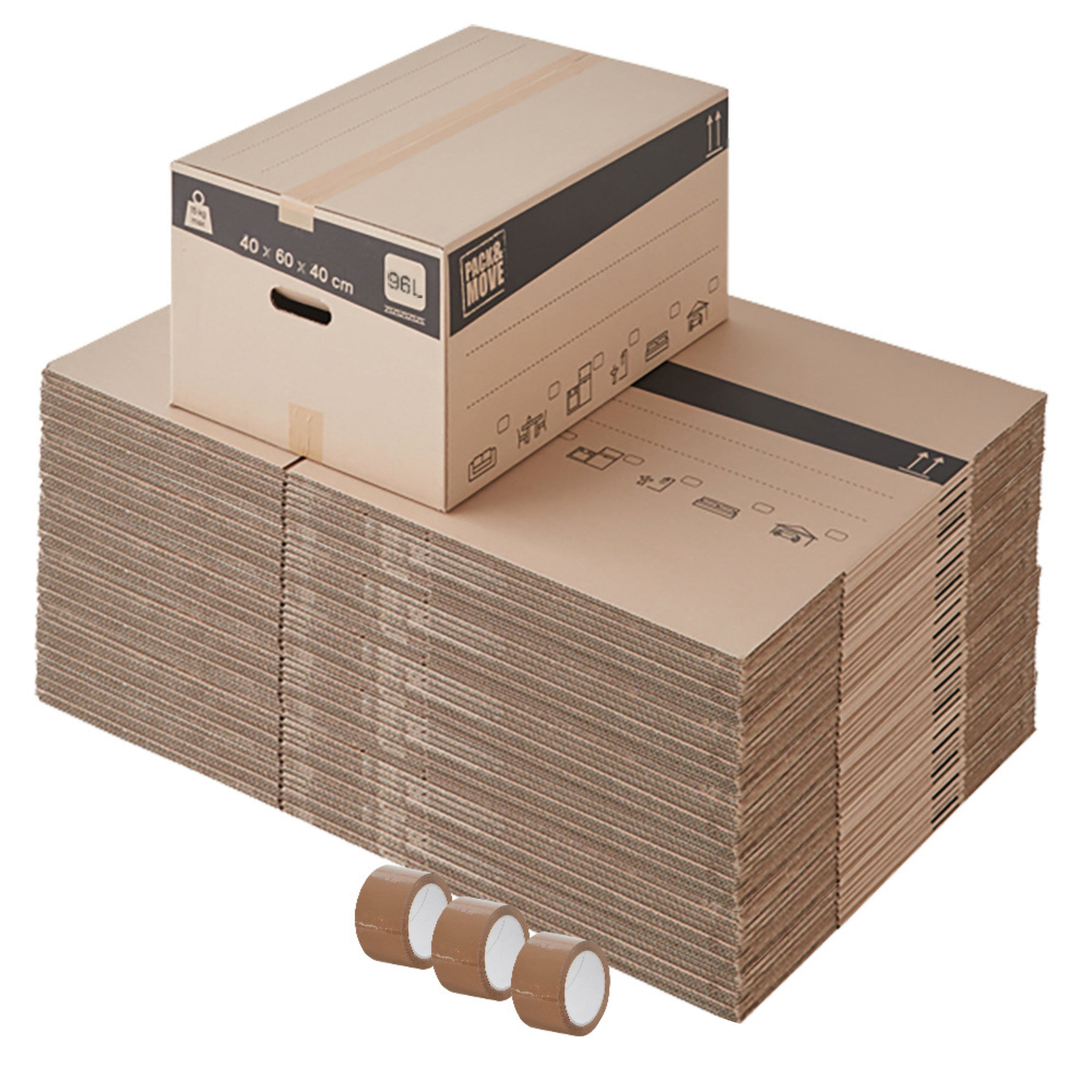 Pack and Move - Lot 60 cartons déménagement L larges - 40 x 60 x 40 cm ...