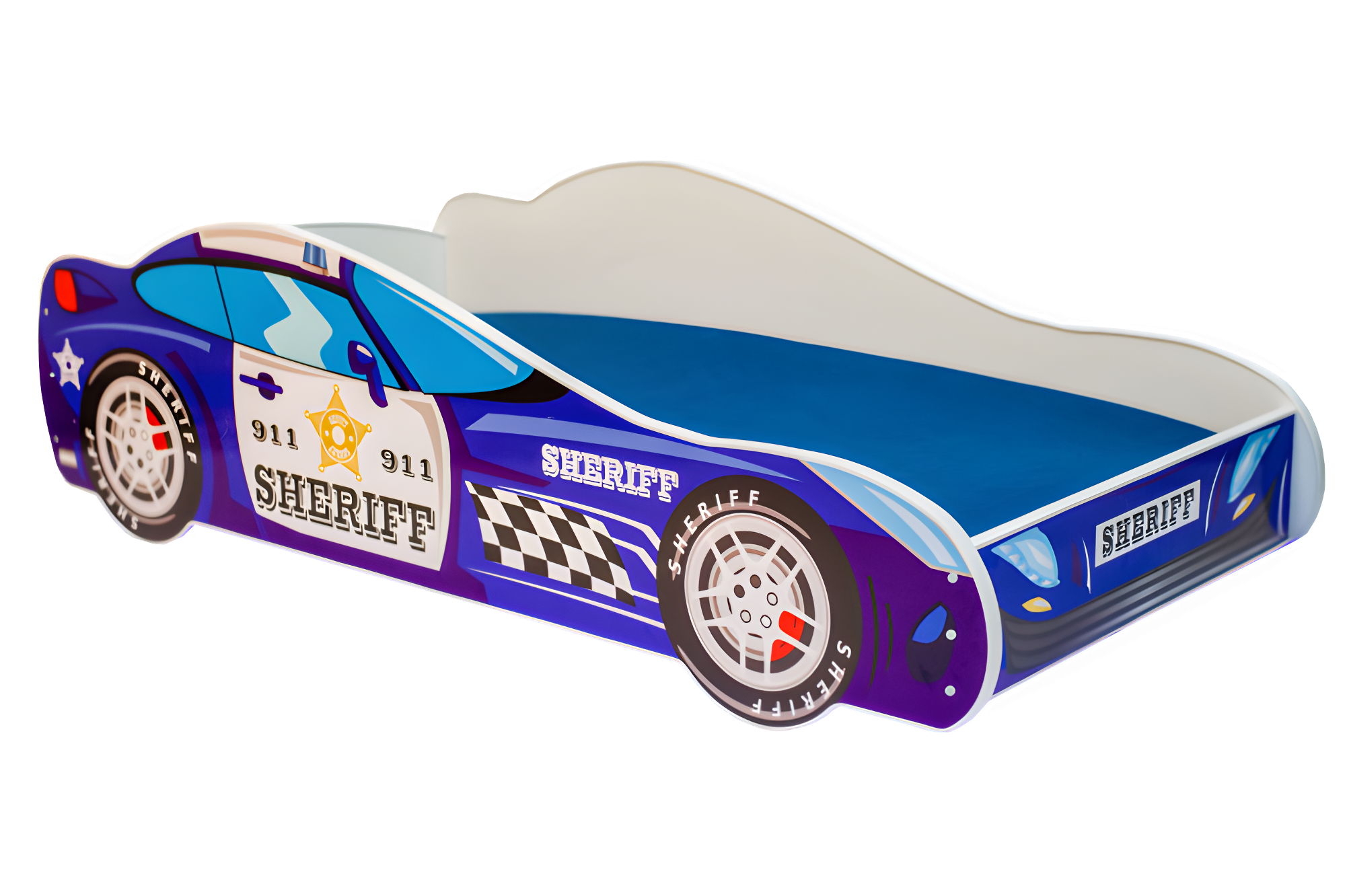 Lit enfant voiture de police avec matelas et sommier inclus - 160 cm x ...