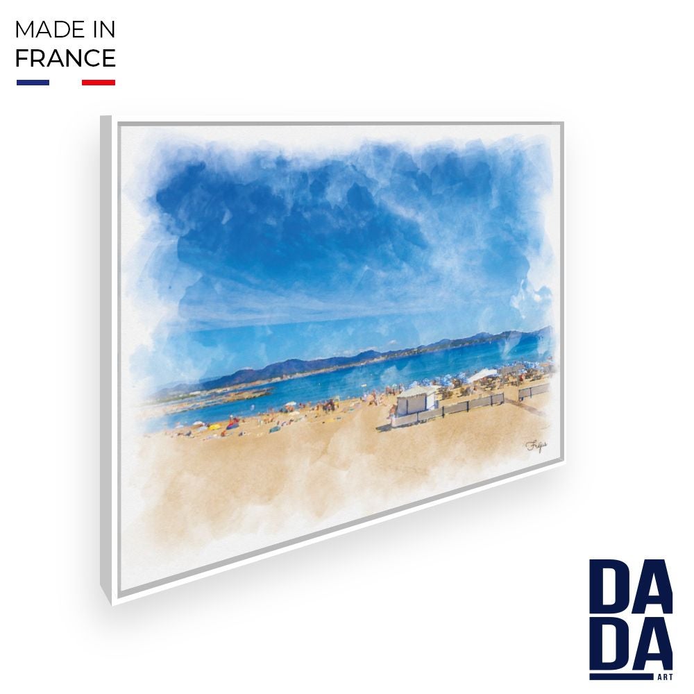 Tableau Plage de Fréjus / 45x60cm / Cadre Blanc / Fabriqué en France ...