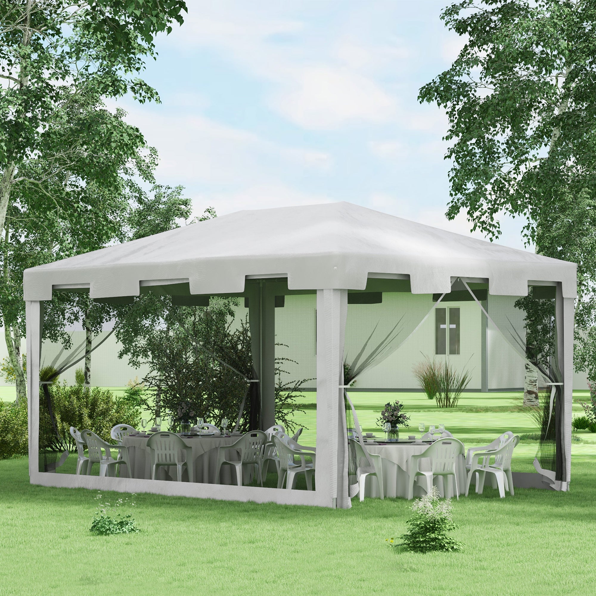 Gazebo jardin moustiquaire 2 entrées métal en PE - Dimensions: 4x3 m ...