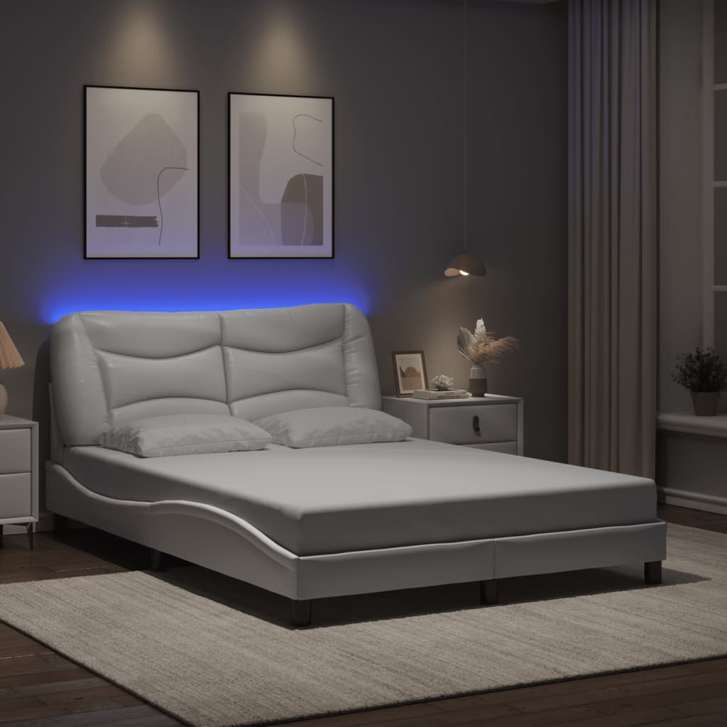 Cadre de lit avec LED sans matelas blanc 120x200 cm vidaXL | Leroy Merlin