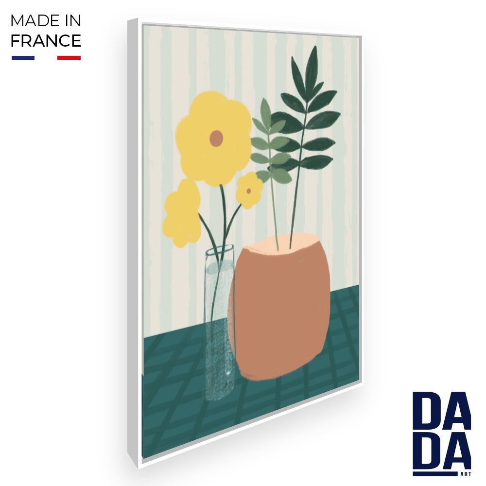 Toile encadrée Fleurs en vase / 72x108cm / Cadre Blanc / Fabriqué en ...
