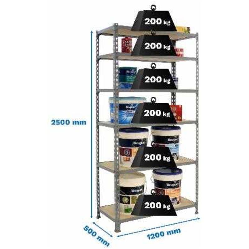 Estanteria MADERCLICK MEGAPLUS 6/500 2500 GALVA/MADERA - 8425437077746 - Simon Rack | Leroy Merlin