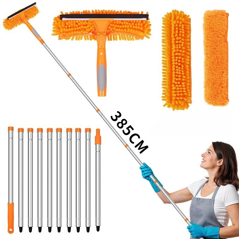 Kit de nettoyage de vitres rotatif 2 en 1 avec raclette, tige d ...