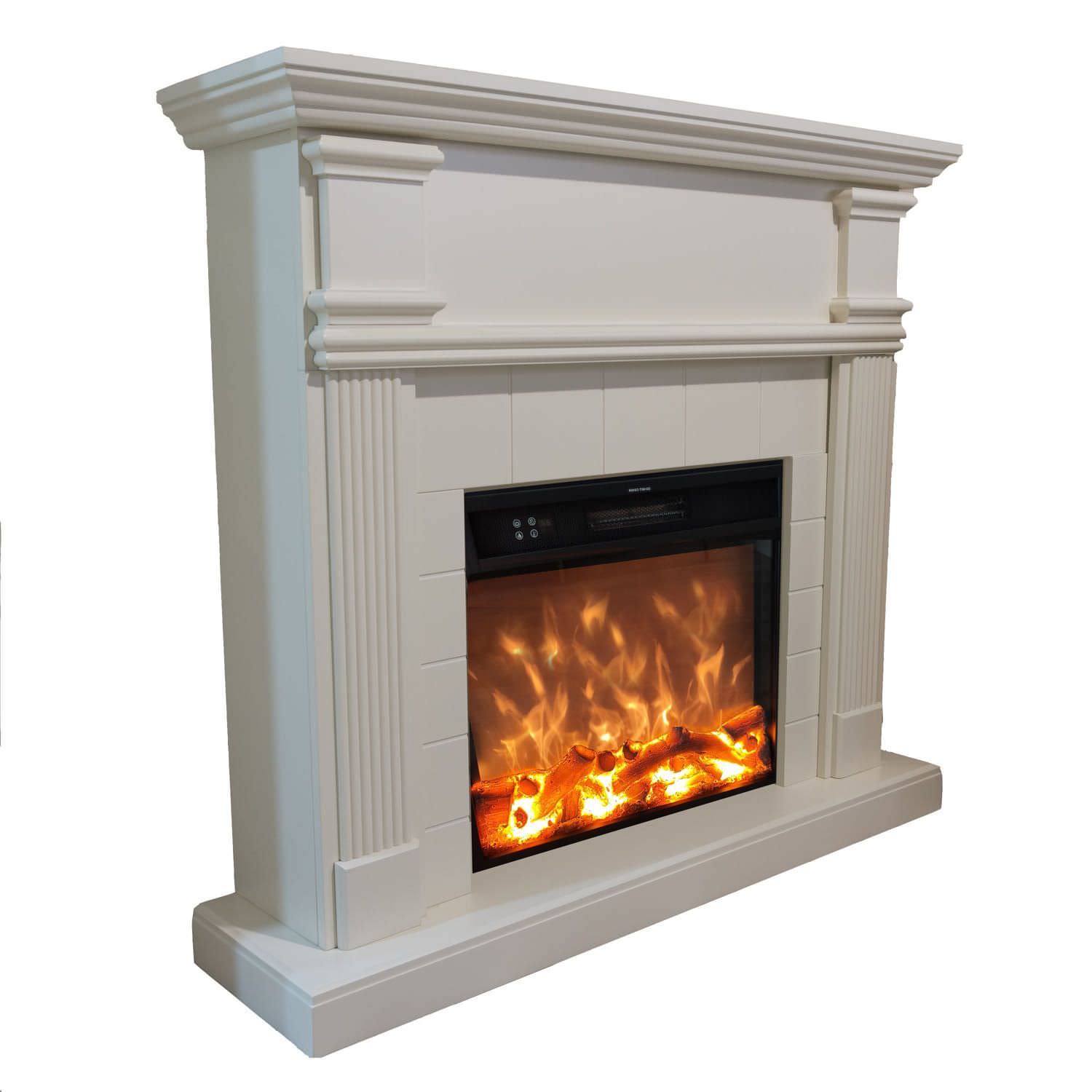 Caminetto eléctrico blanco en MDF con efecto luz LED y función ...