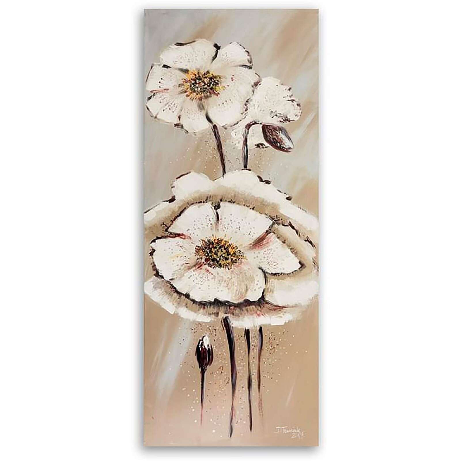Tableau bois deux fleurs 1 - 50 x 100 cm | Leroy Merlin