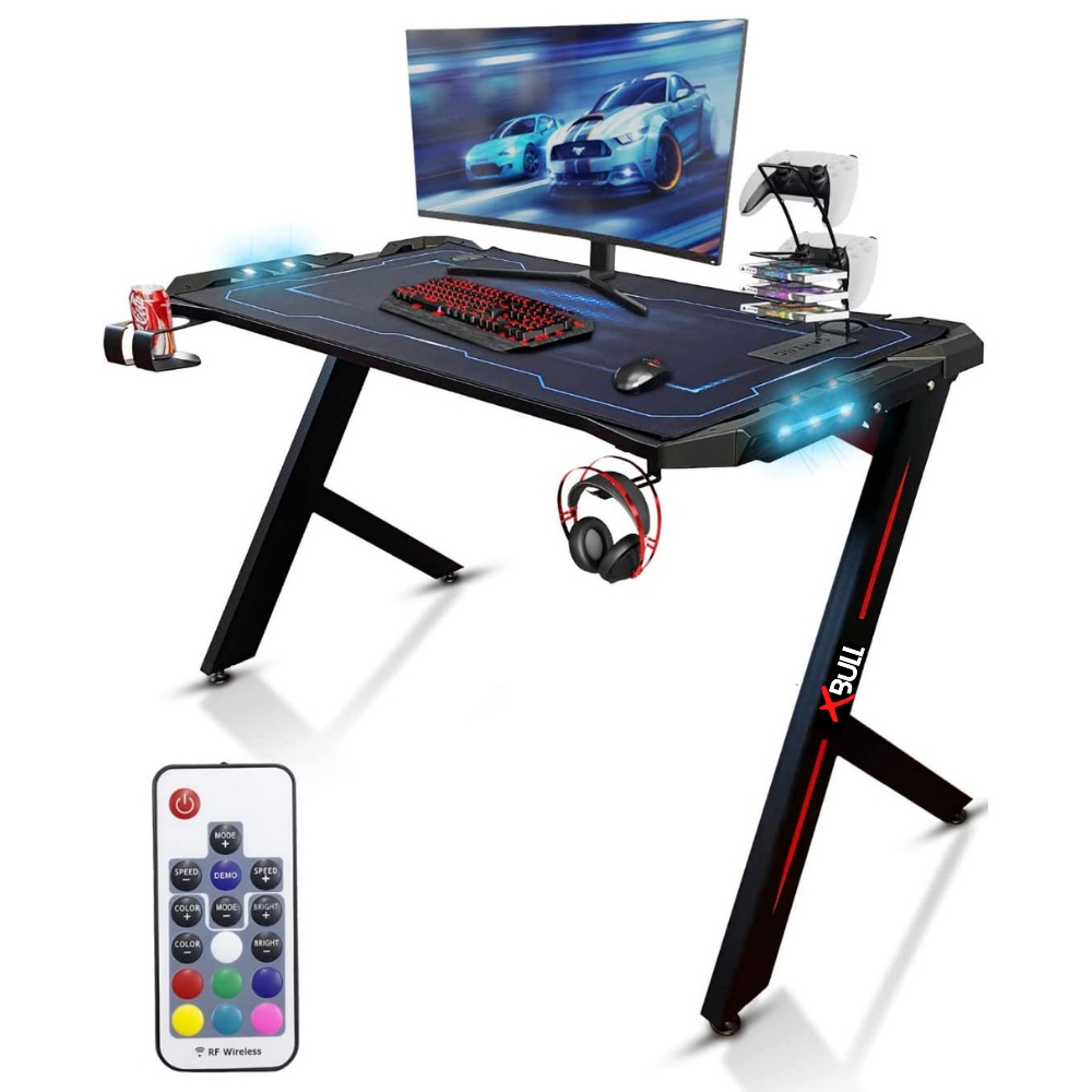 Mesa gaming con LED ergonómico, para PC y oficina completa con ...