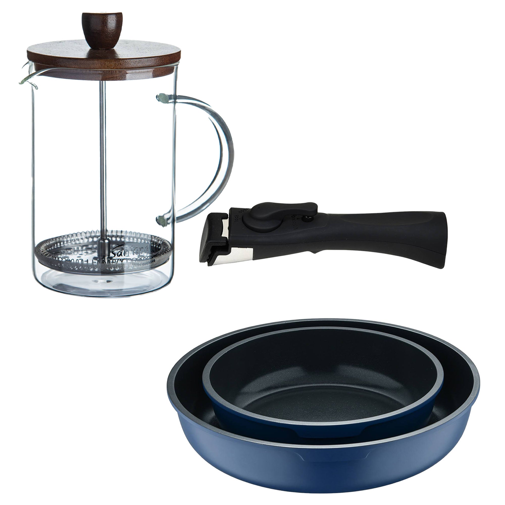 Juego de 2 Sartenes Ø22Ø26cm Click&Cook con mango extraíble y Cafetera ...