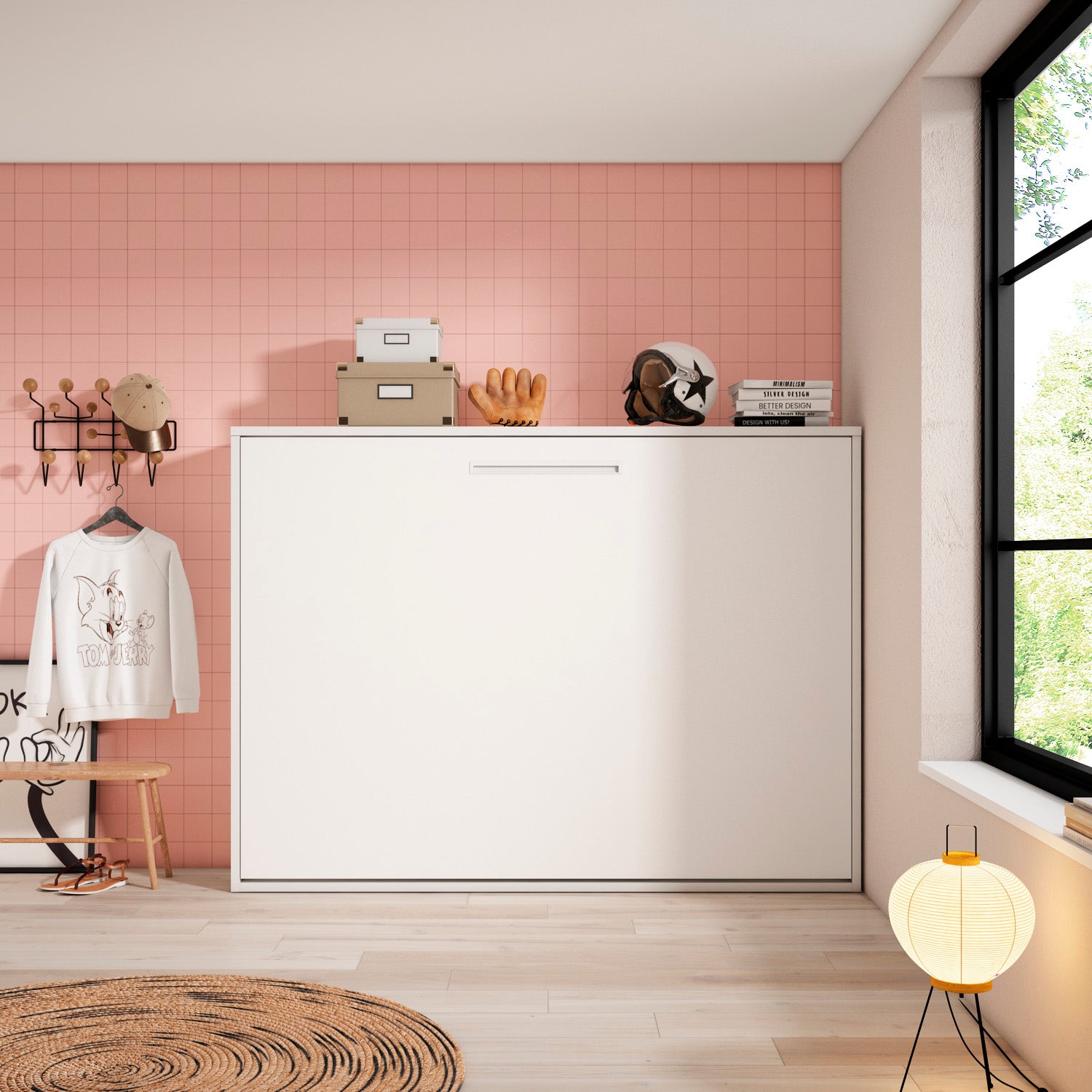 Mueble Cama horizontal de matrimonio 135 - Blanco mate (Envío a ...