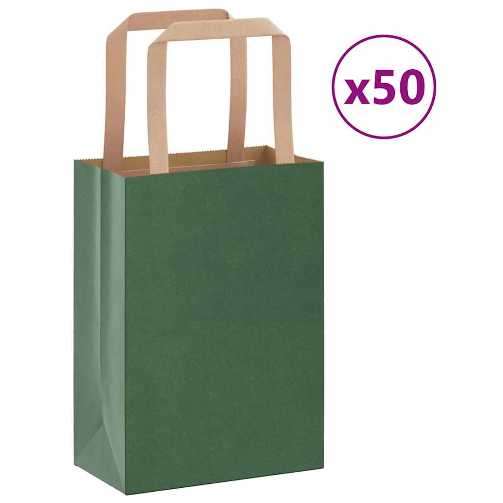 Sacs en papier kraft 50 pcs，Sacs kraft avec poignées vert 15x8x21 cm ...