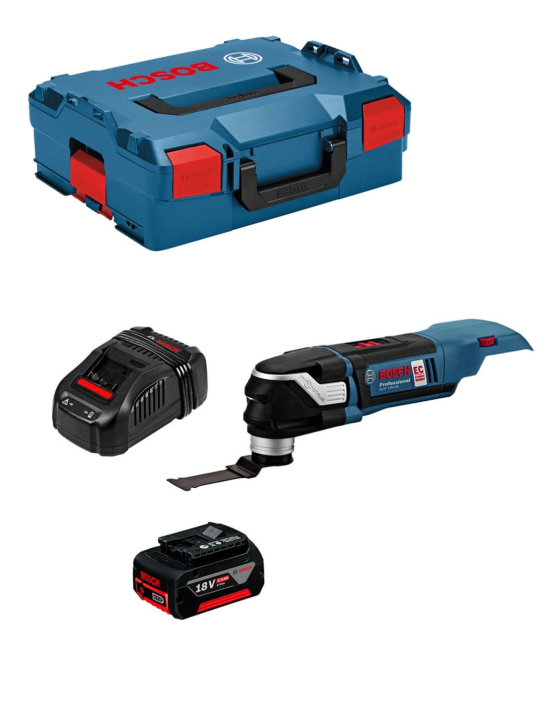 Outil Multifonction BOSCH GOP 18V-28 (1 x 5,0 Ah GAL1880CV L-Boxx 136 ...