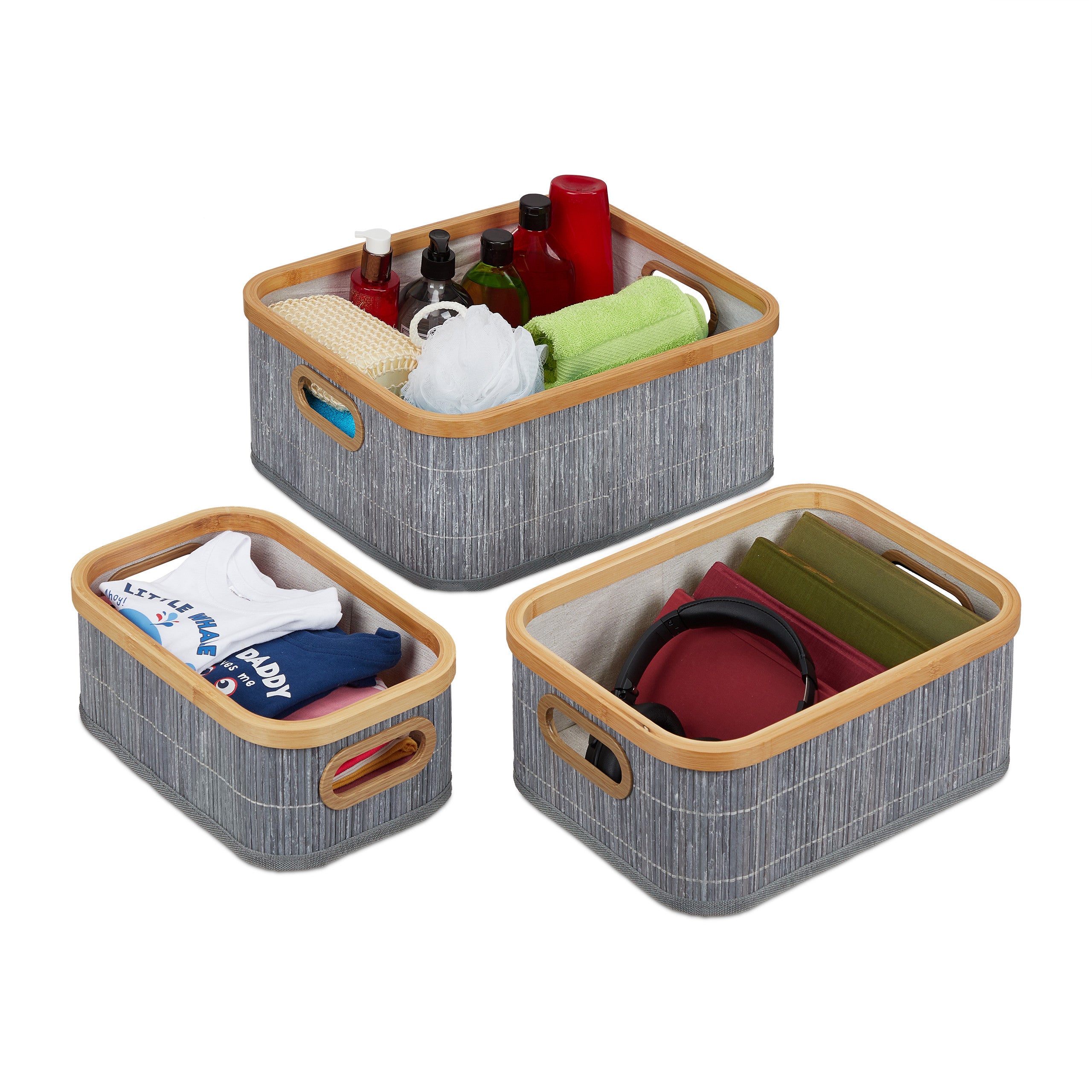 Relaxdays Cesto Almacenamiento Set de 3, Cestas Baño 3 Tamaños, con ...