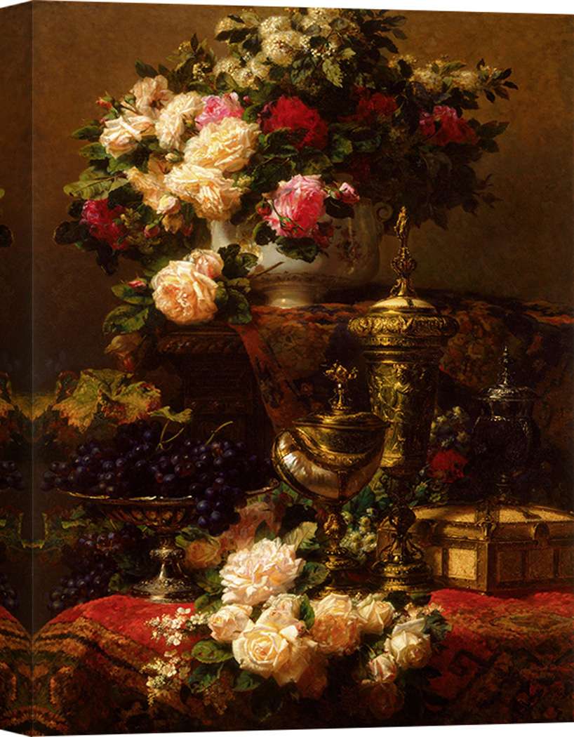 Pintura, bodegón impreso sobre lienzo - Jean-Baptiste Robie, Flores y ...