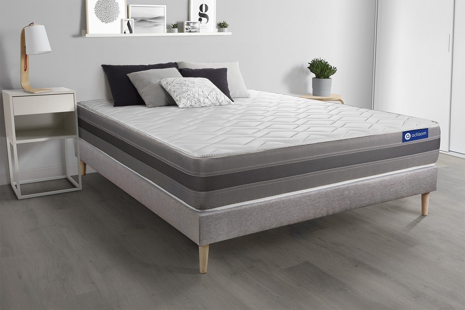 Ensemble matelas 200 x 200 cm Actilatex relax - Latex et mémoire de forme - Ep : 24 cm - Mi ...