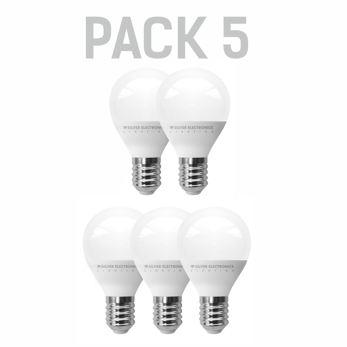 Pack x5 LEDECO Spherical Bulb Silver Electronics E14 600lm 7W 3000K ...