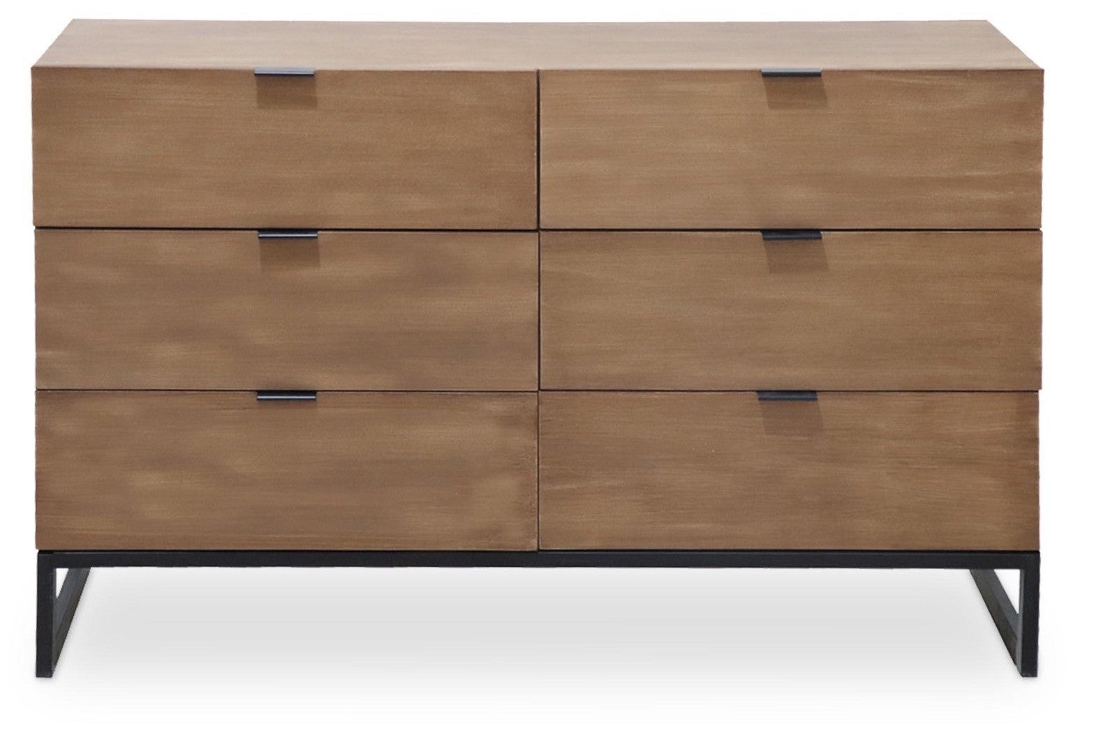 Buffet 6 tiroirs chêne clair et métal noir Baktoo | Leroy Merlin