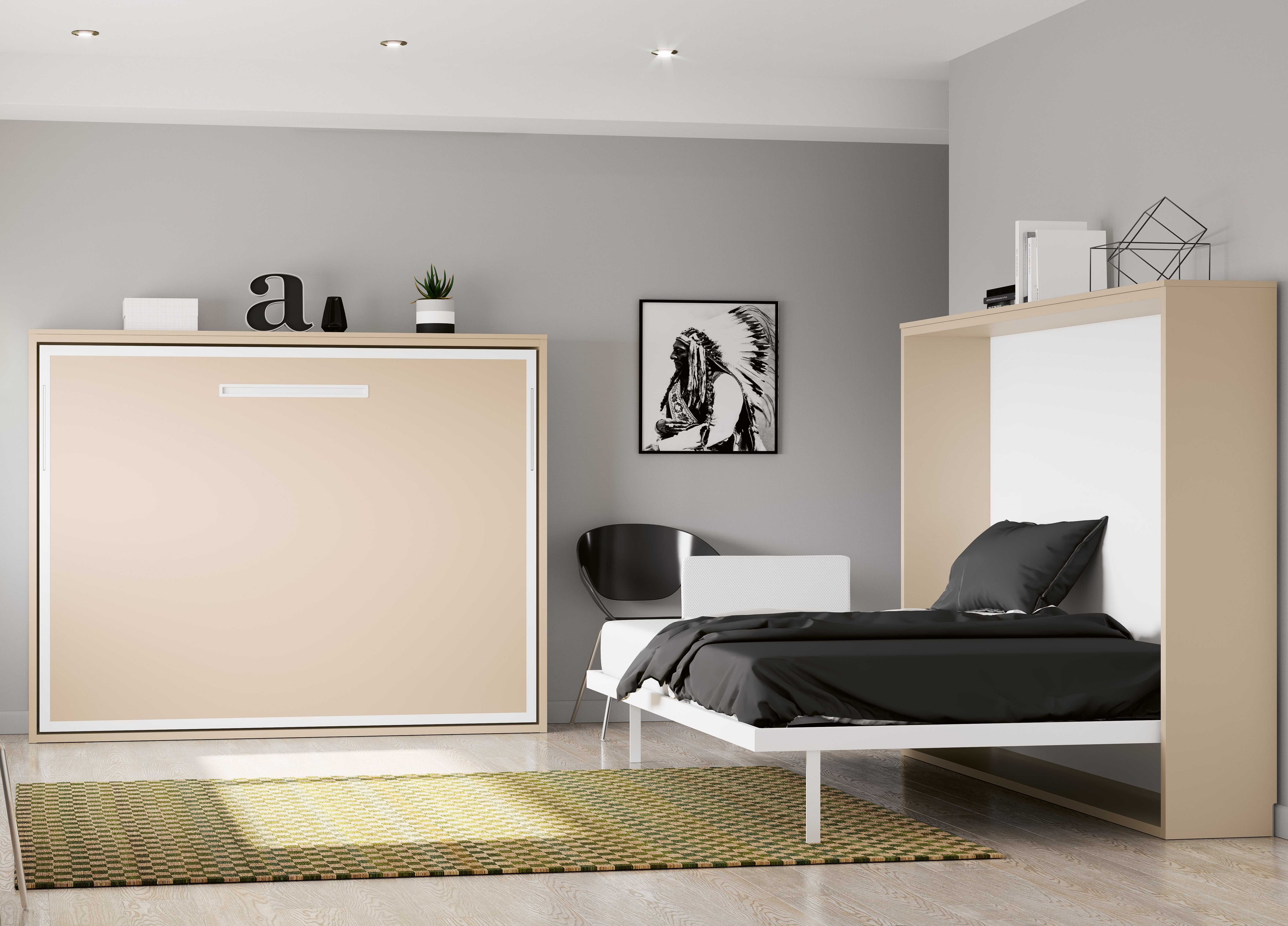 Cama abatible horizontal Paula 90x180 cm estructura metálica - Alta ...