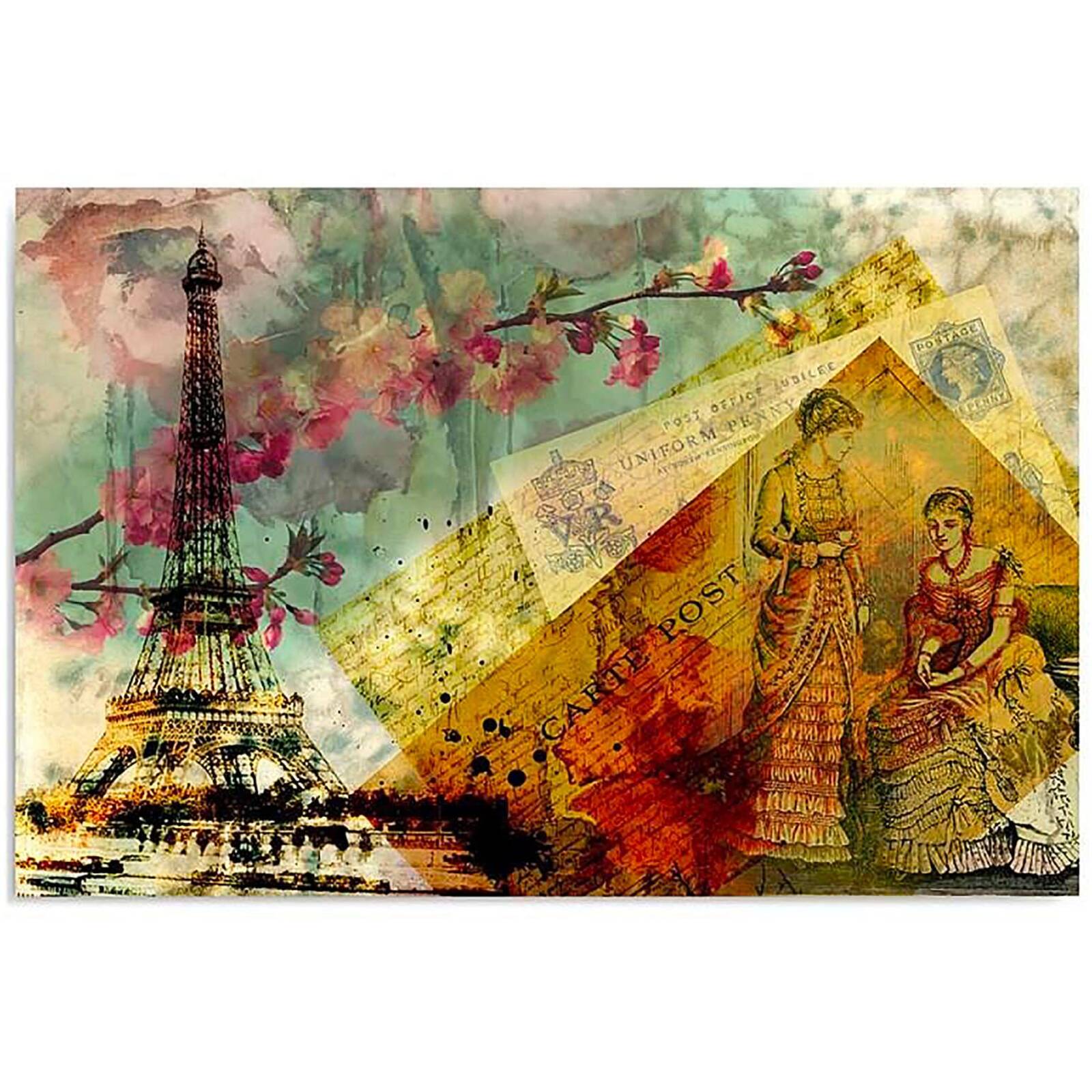 Tableau bois carte postale de paris 2 - 120 x 80 cm | Leroy Merlin