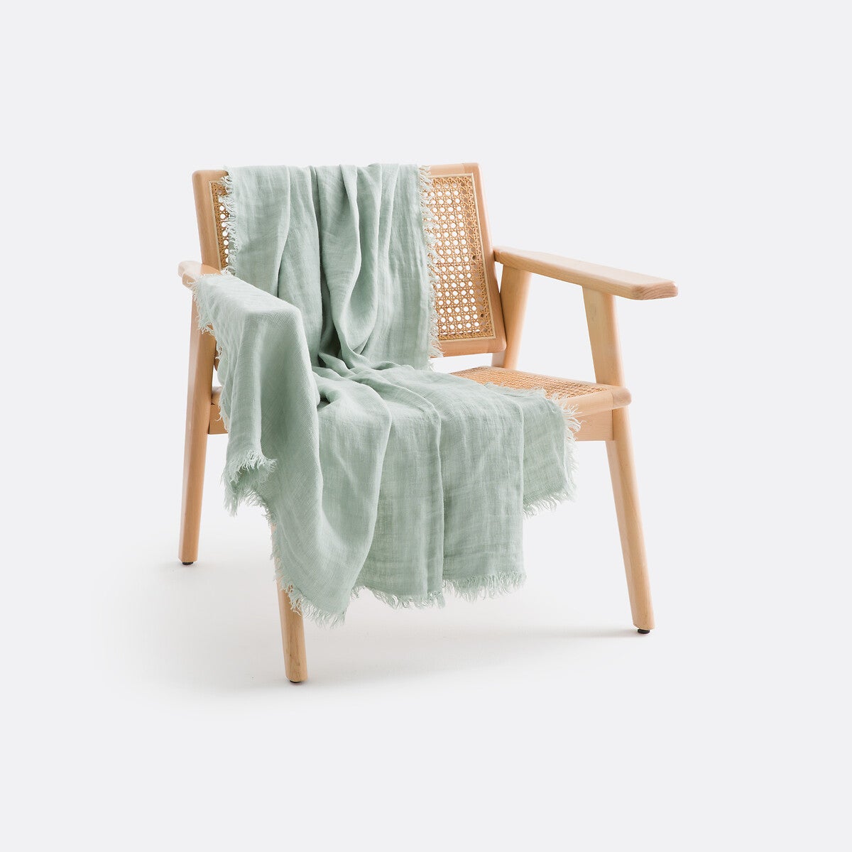 Plaid lin lavé, Linange - Vert d'eau - 180 x 250 cm | Leroy Merlin